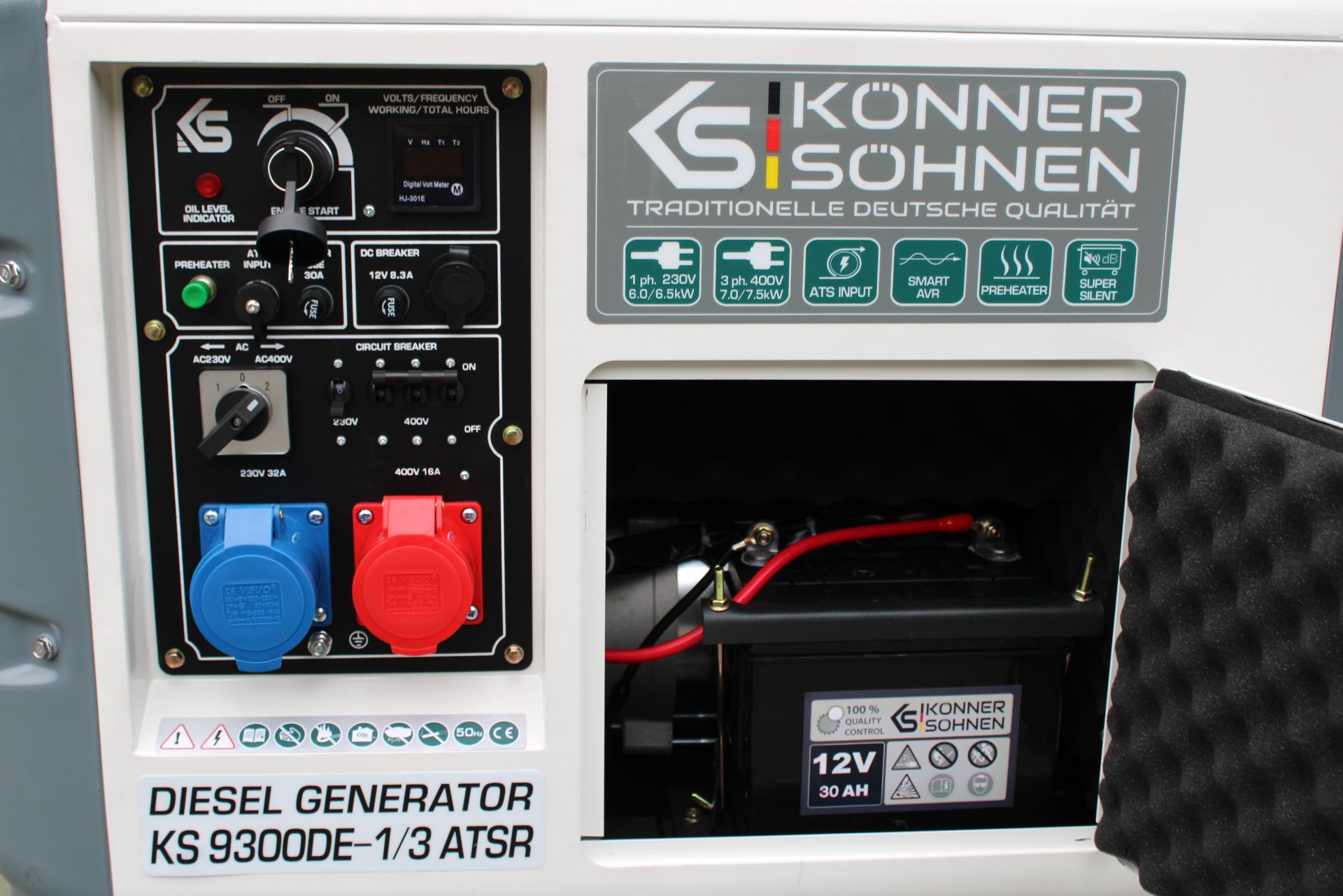Stromgenerator von Könner & Söhnen | 7,5 kW Diesel Generator mit 230 V & 400 V | KS9300DE-1/3 ...